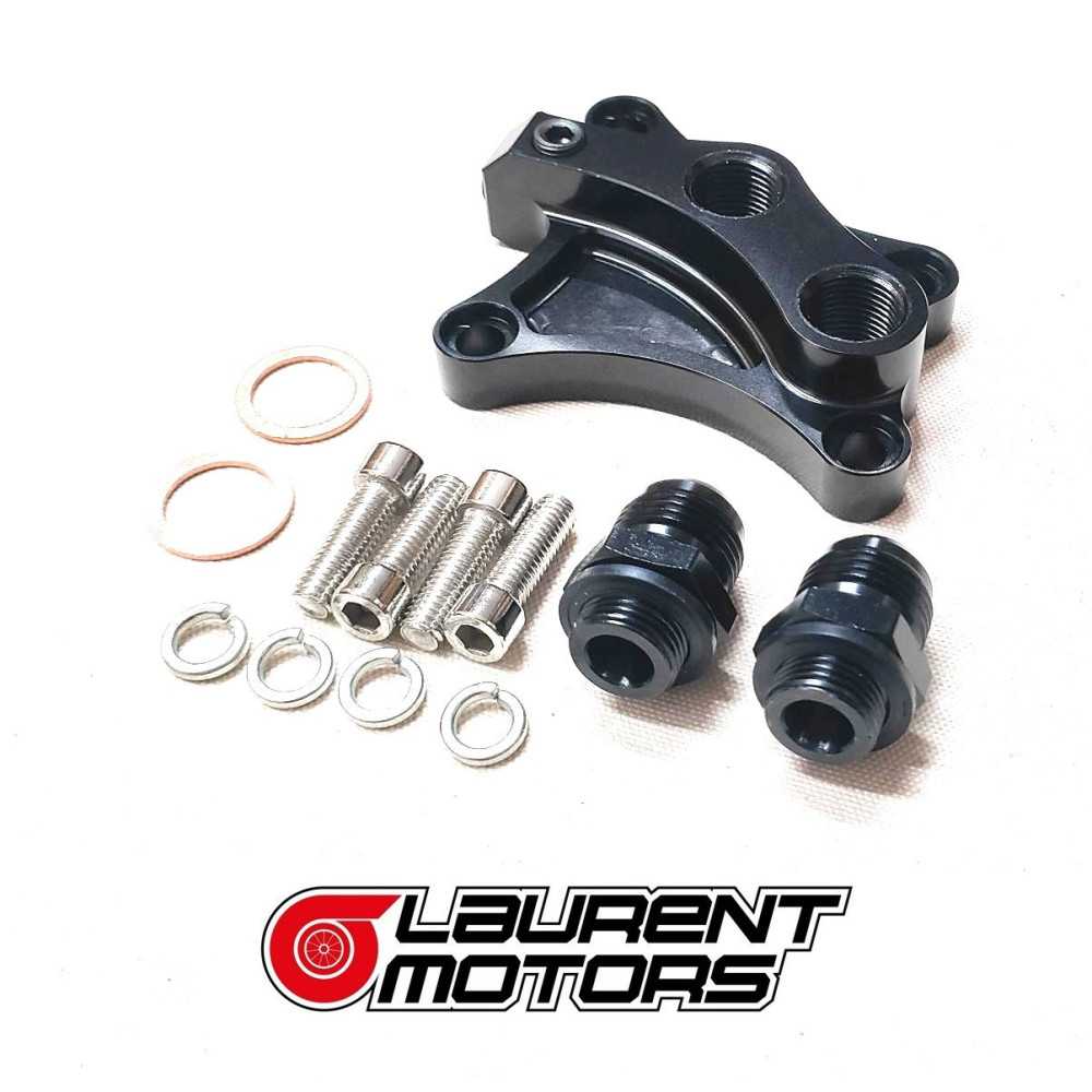 Adapter for oil filter relocation and/or oil cooler Nissan SR20