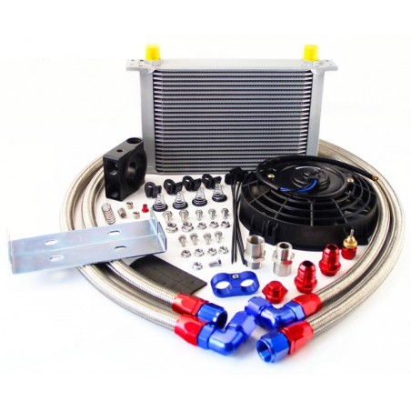 Oil cooler kit with sandwich plate and hoses